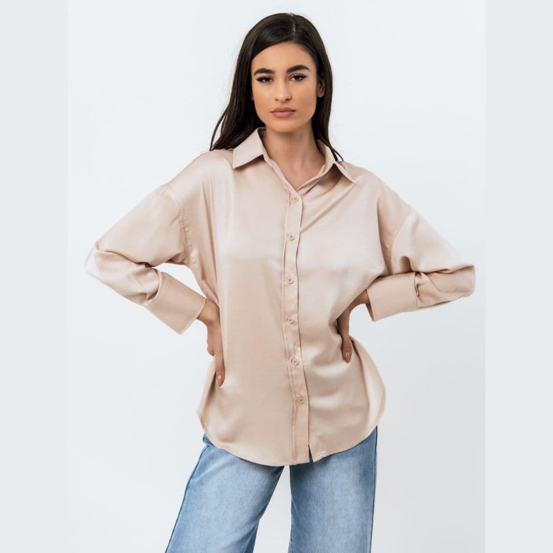 Μπεζ Πουκάμισο Oversized – Aselia