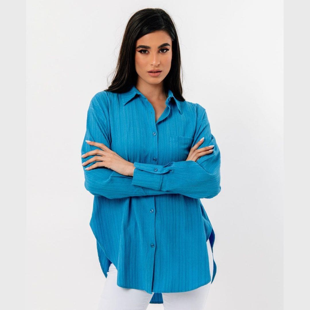 Μπλε Πουκάμισο Oversized – Aselia