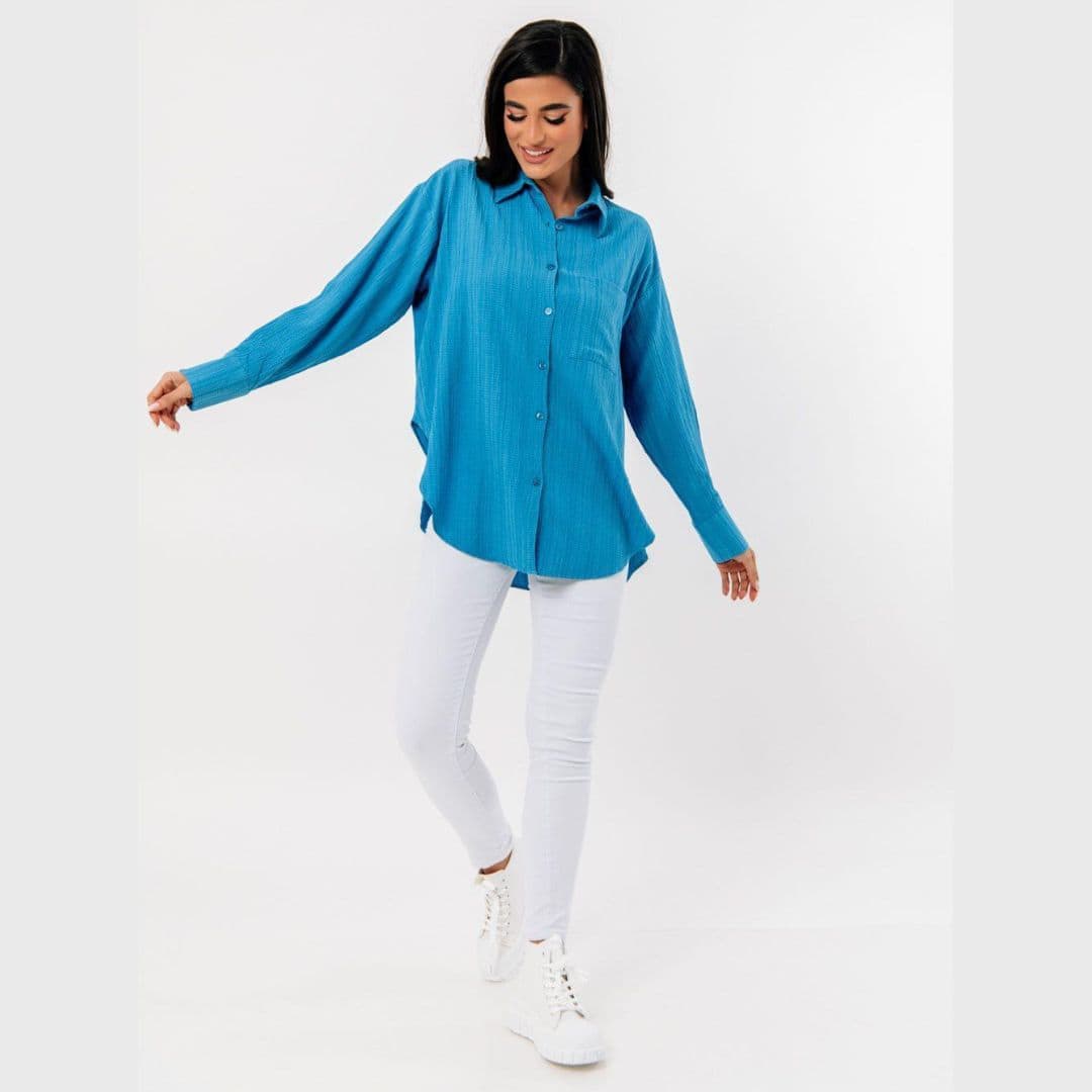 Μπλε Πουκάμισο Oversized – Aselia